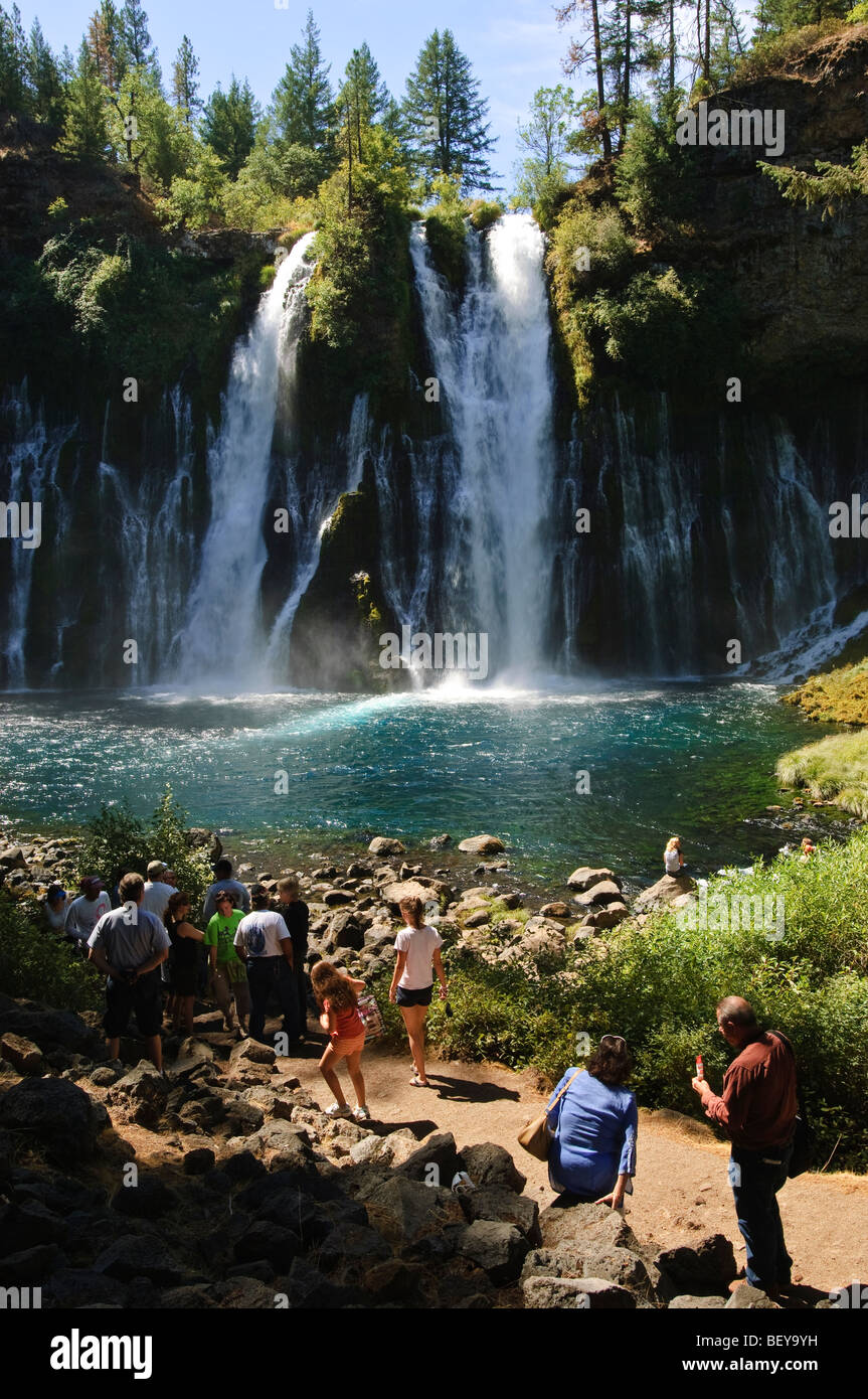 Visitors at McArthur Burney Falls Memorial State Park, California Stock ...