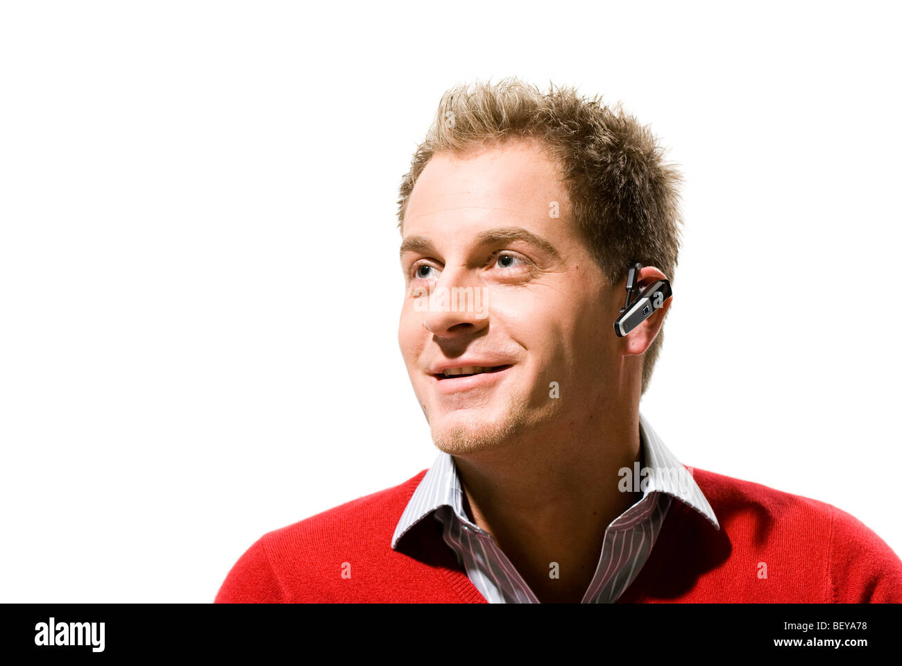 Man with Ear Receiver Stock Photo - Alamy