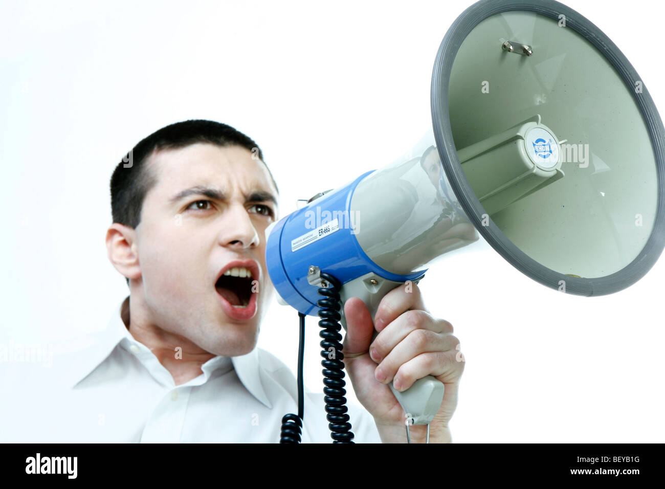 A Man with a Loud-speaker Stock Photo - Alamy