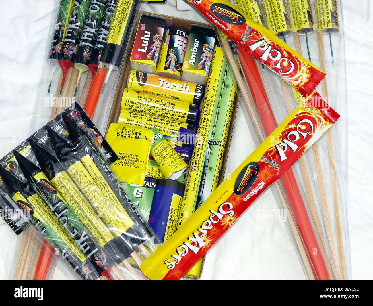 A selection of garden fireworks Stock Photo - Alamy