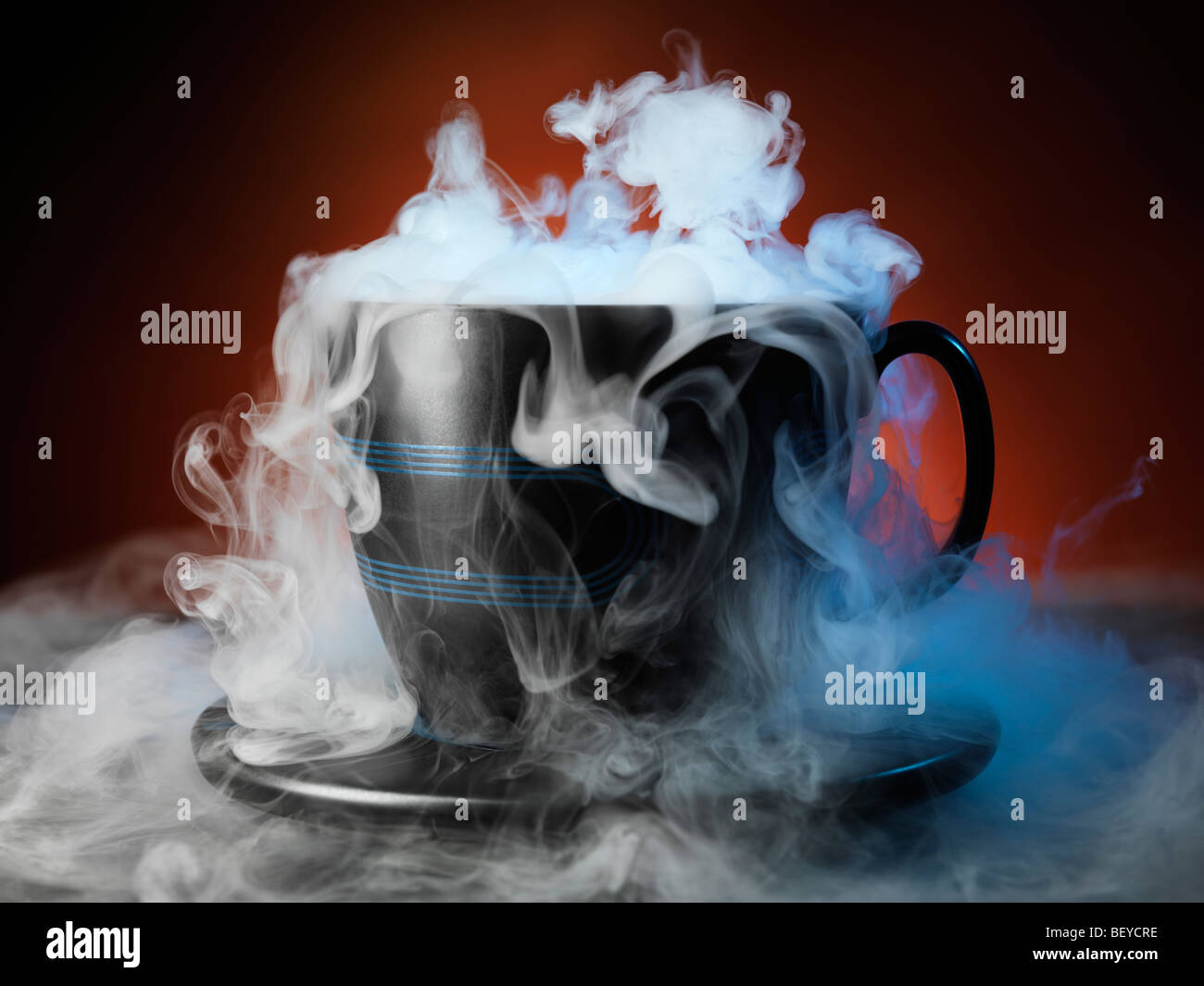 White dense steam coming out of a tea cup Stock Photo - Alamy