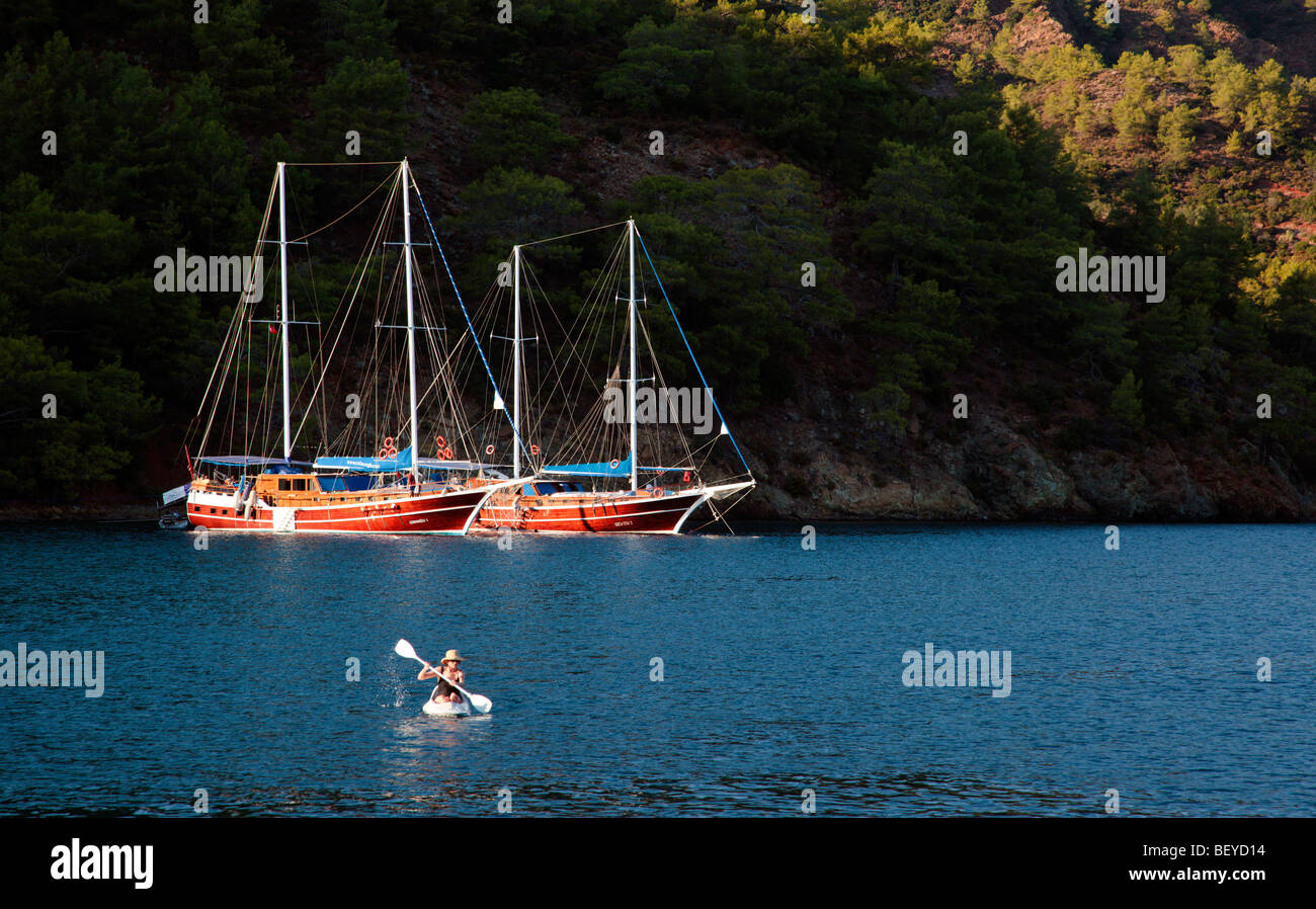 Gulet sailing Fethiye / Gocek bays Turkey Stock Photo - Alamy