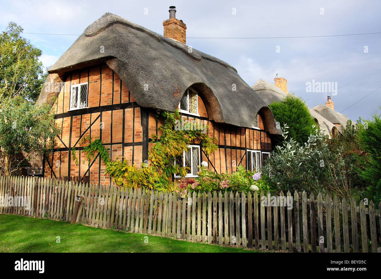 Half timbered thatched cottage hi-res stock photography and images - Alamy