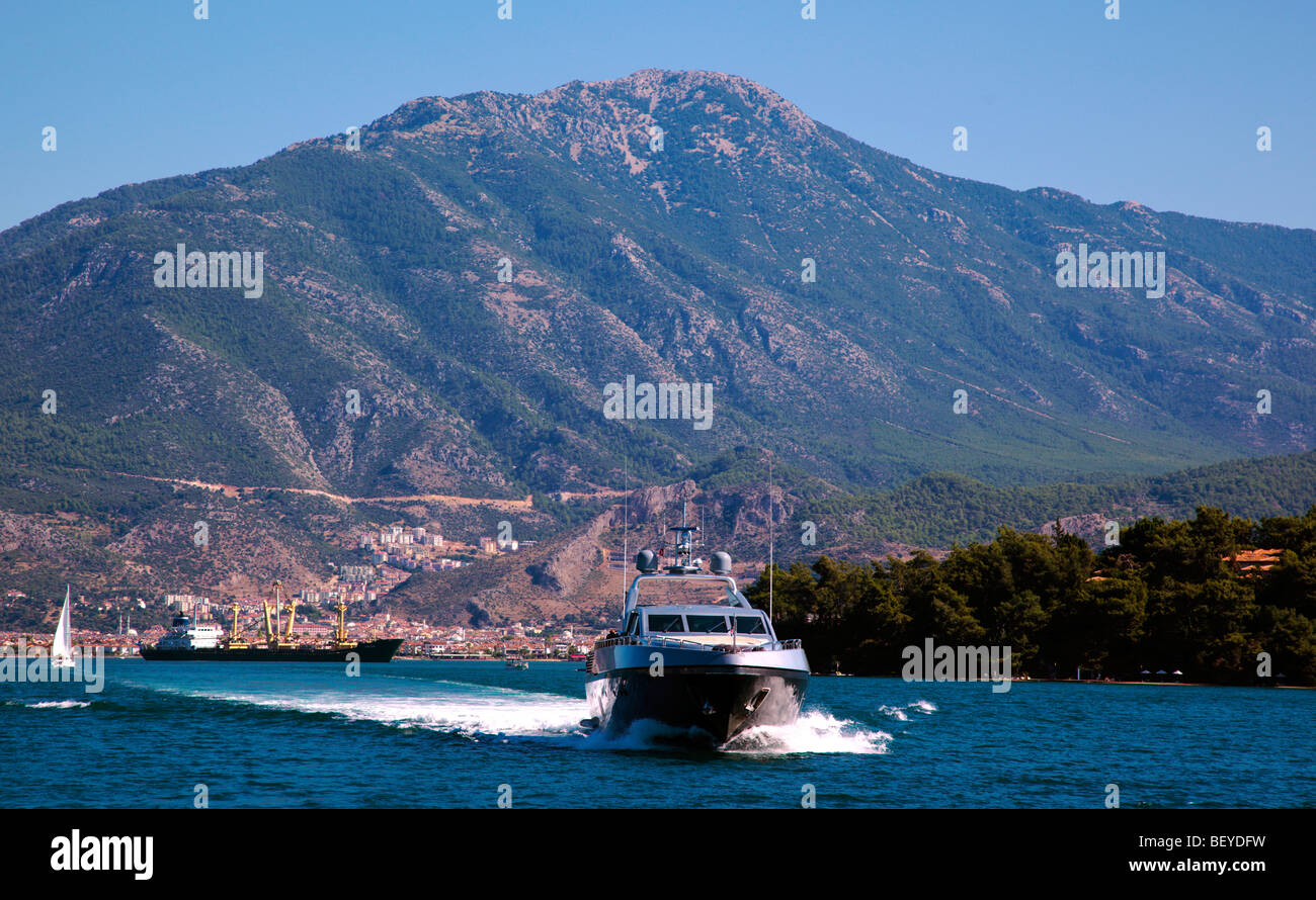 Luxury Cruiser leaving Fethiye Harbour Turkey Stock Photo - Alamy