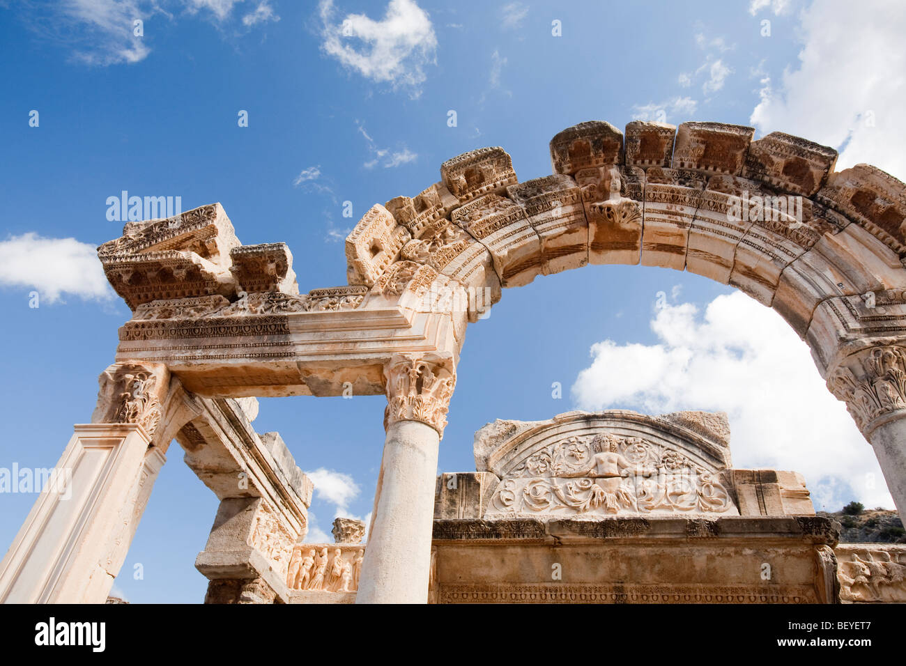 The ancient city of Ephasus in Turkey, showing Hadrians temple Stock ...