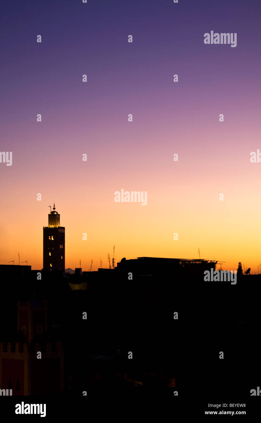 City Sunset. Dusk over Marrakesh skyline and Koutobia Mosque, Marrakesh ...