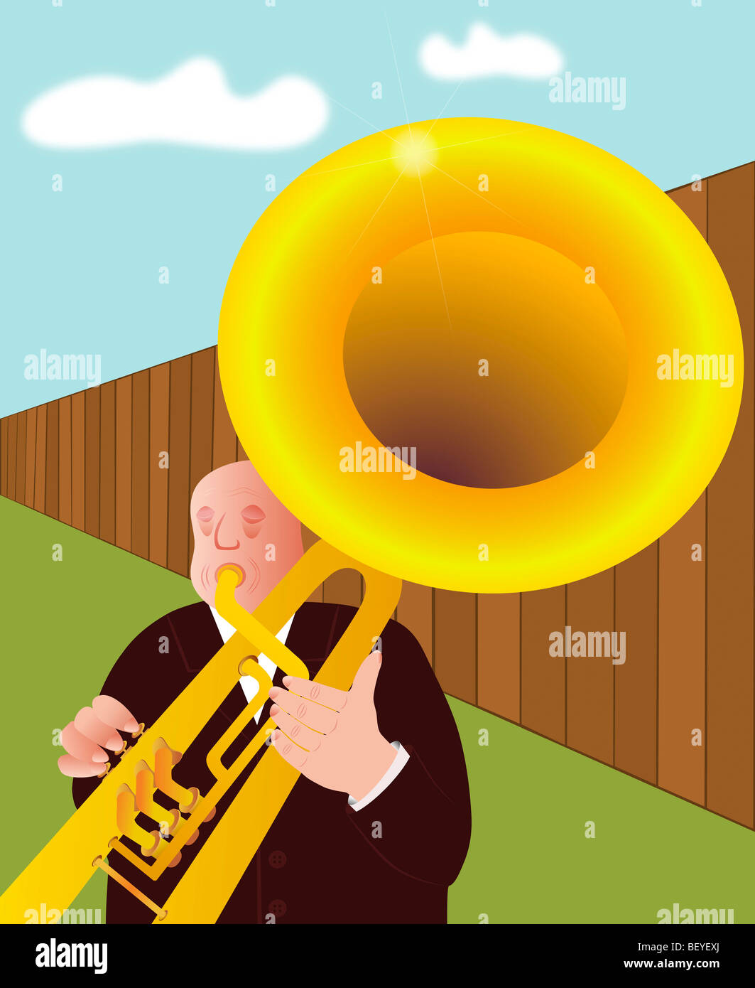 Cartoon trumpet instrument music wind hi-res stock photography and ...