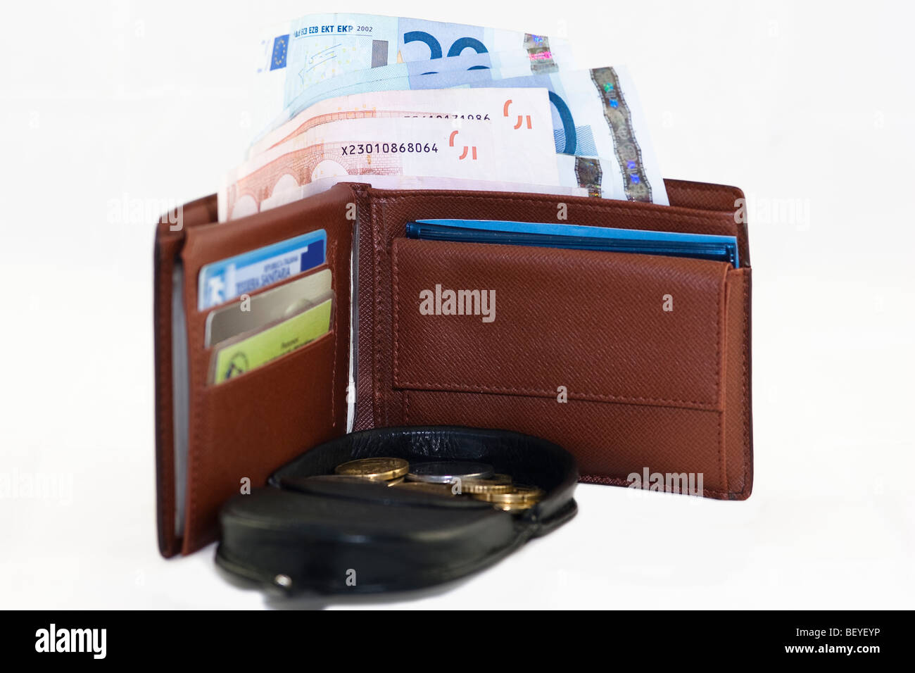 Black wallet euro bills Cut Out Stock Images & Pictures - Alamy