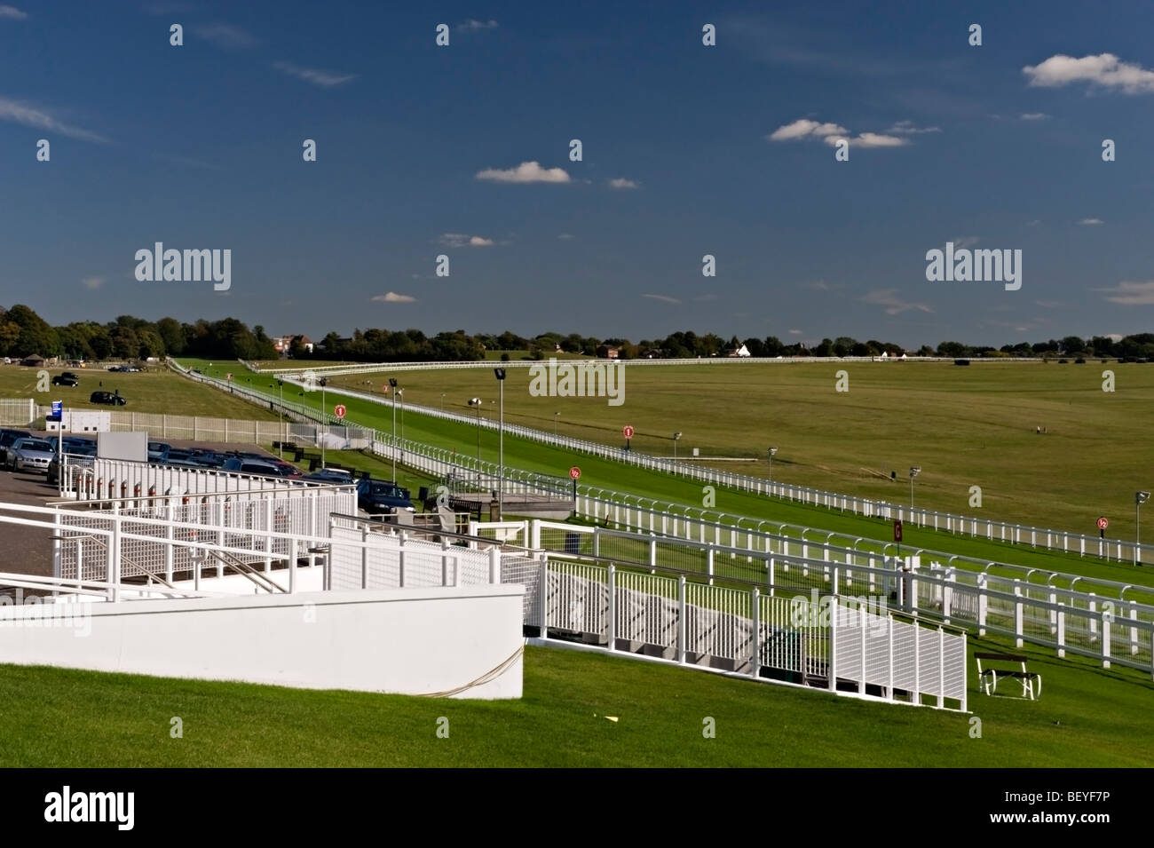 The final straight as seen from the Queen's Stand, Epsom Racecourse ...
