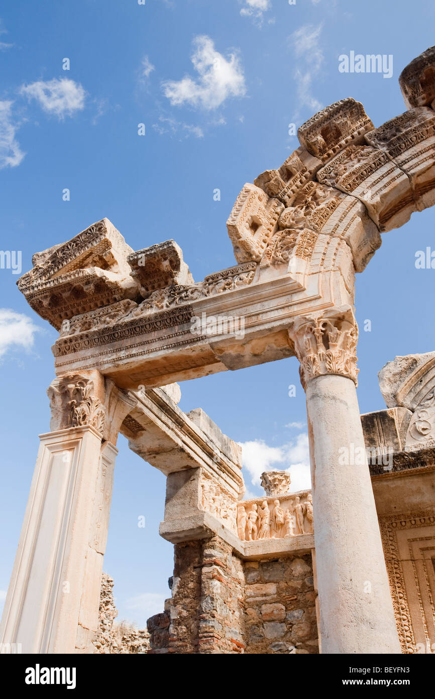 The ancient city of Ephasus in Turkey, showing Hadrians temple Stock ...