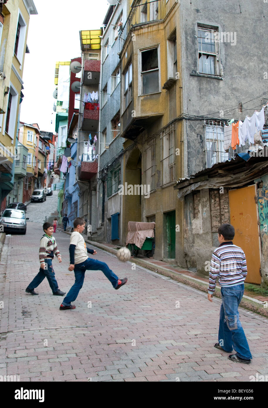 Istanbul Turkey Boys Football play soccer ball boy Stock Photo - Alamy