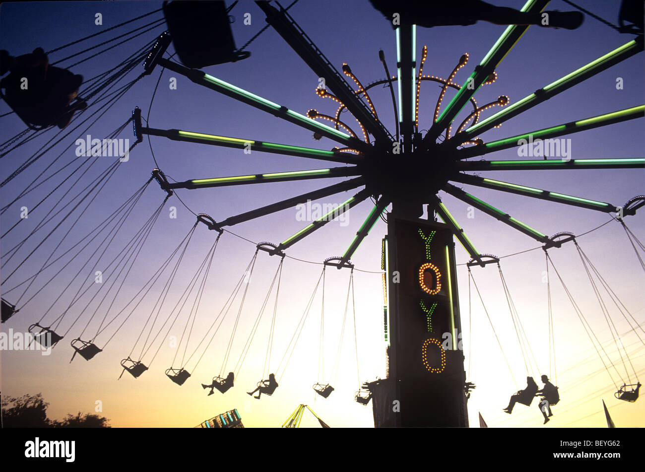 Amusement Rides at Fair Stock Photo - Alamy