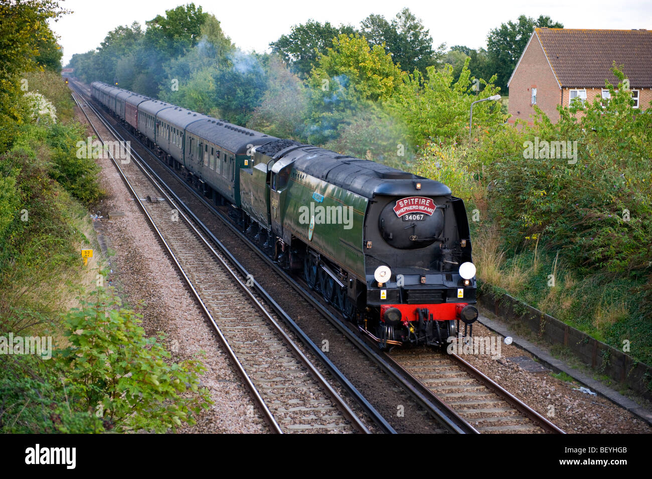 Bulleid light pacific 34067 'Tangmere' at Five Oak Green, near ...