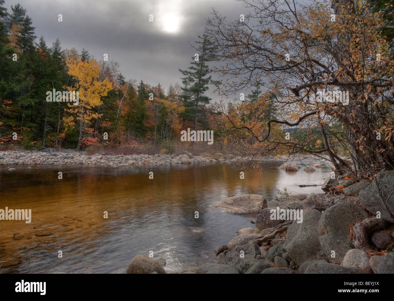 White mountains of New Hampshire bu the swift river in late autumn ...