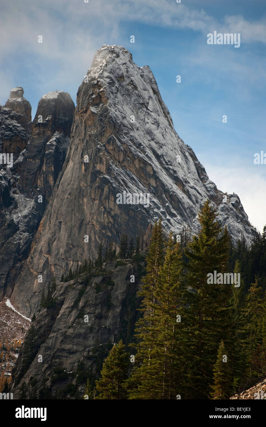 Beautiful North Cascade Mountain range seen from Highway 20. The larch ...