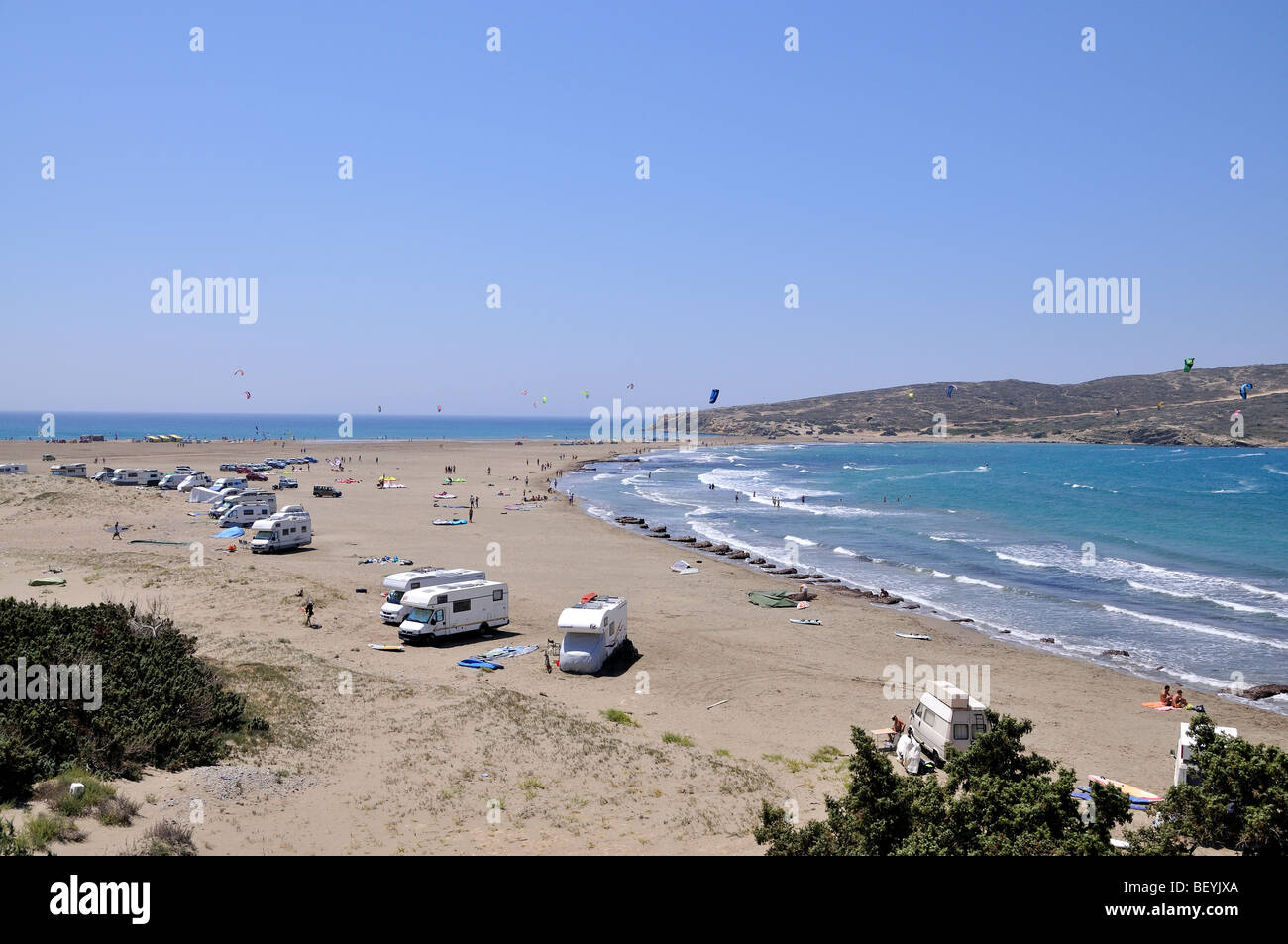 Panoramic view of Prasonisi beach, Rhodes island, Greece Stock Photo ...