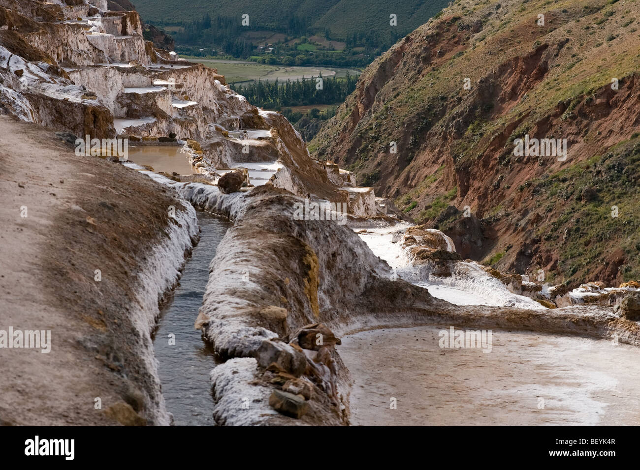 Stream carrying salt water into the ancient inca salt evaporating pools ...