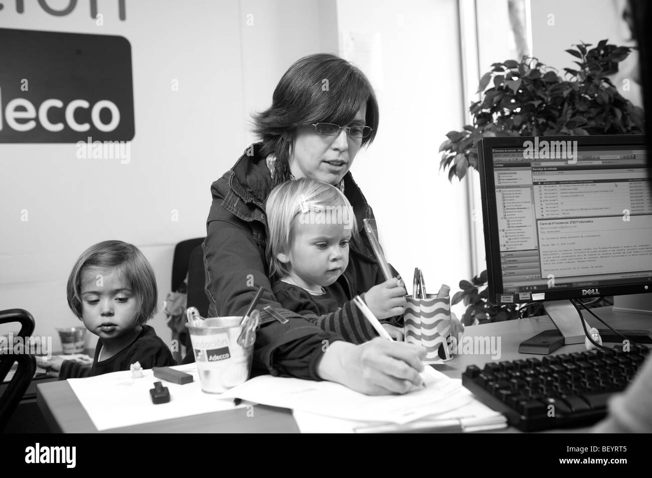 Mother and young children getting support Stock Photo - Alamy