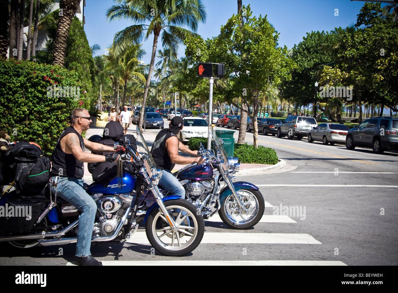 Bikers on ocean drive miami beach florida usa Stock Photo - Alamy