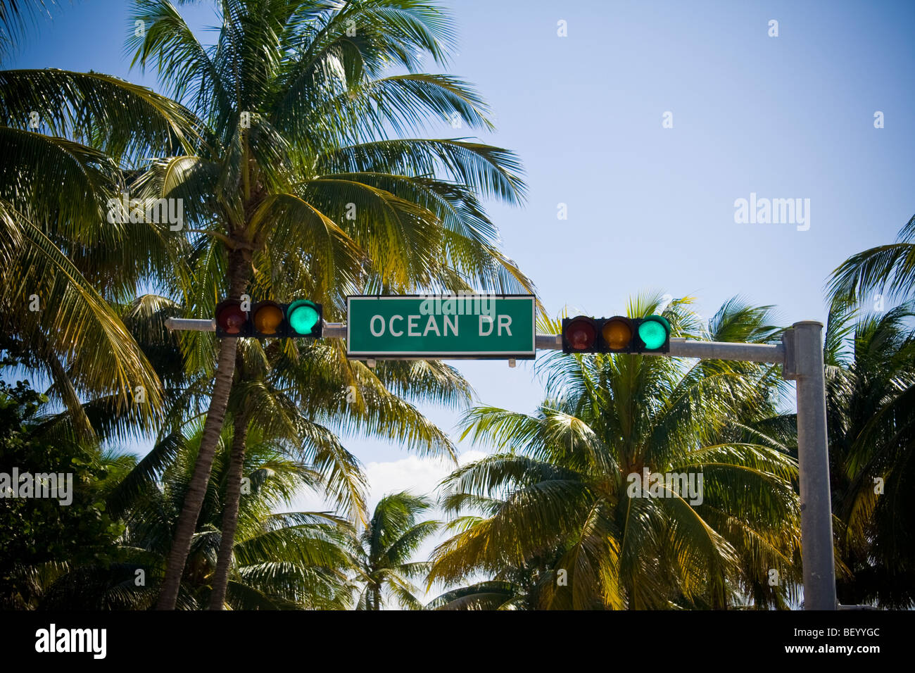 Sign post for Ocean drive, south beach, Miami, Florida, USA Stock Photo ...