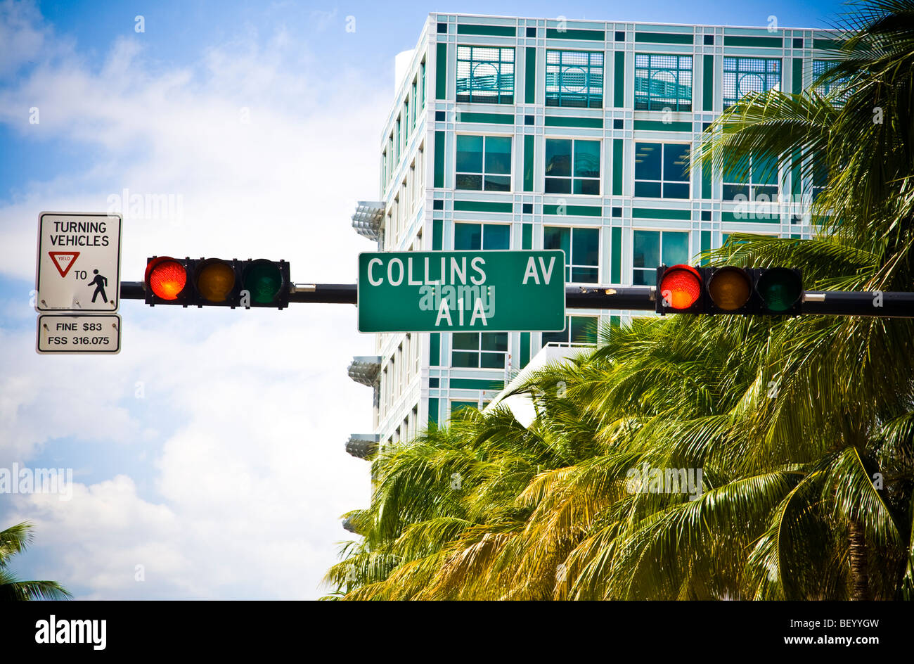 Road sign for Collins Avenue south beach miami USA Flordia Stock Photo ...
