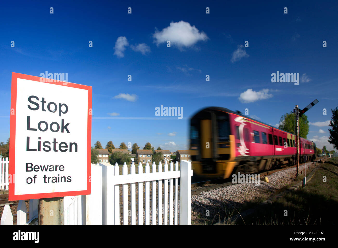 Railway line danger warnings hi-res stock photography and images - Alamy