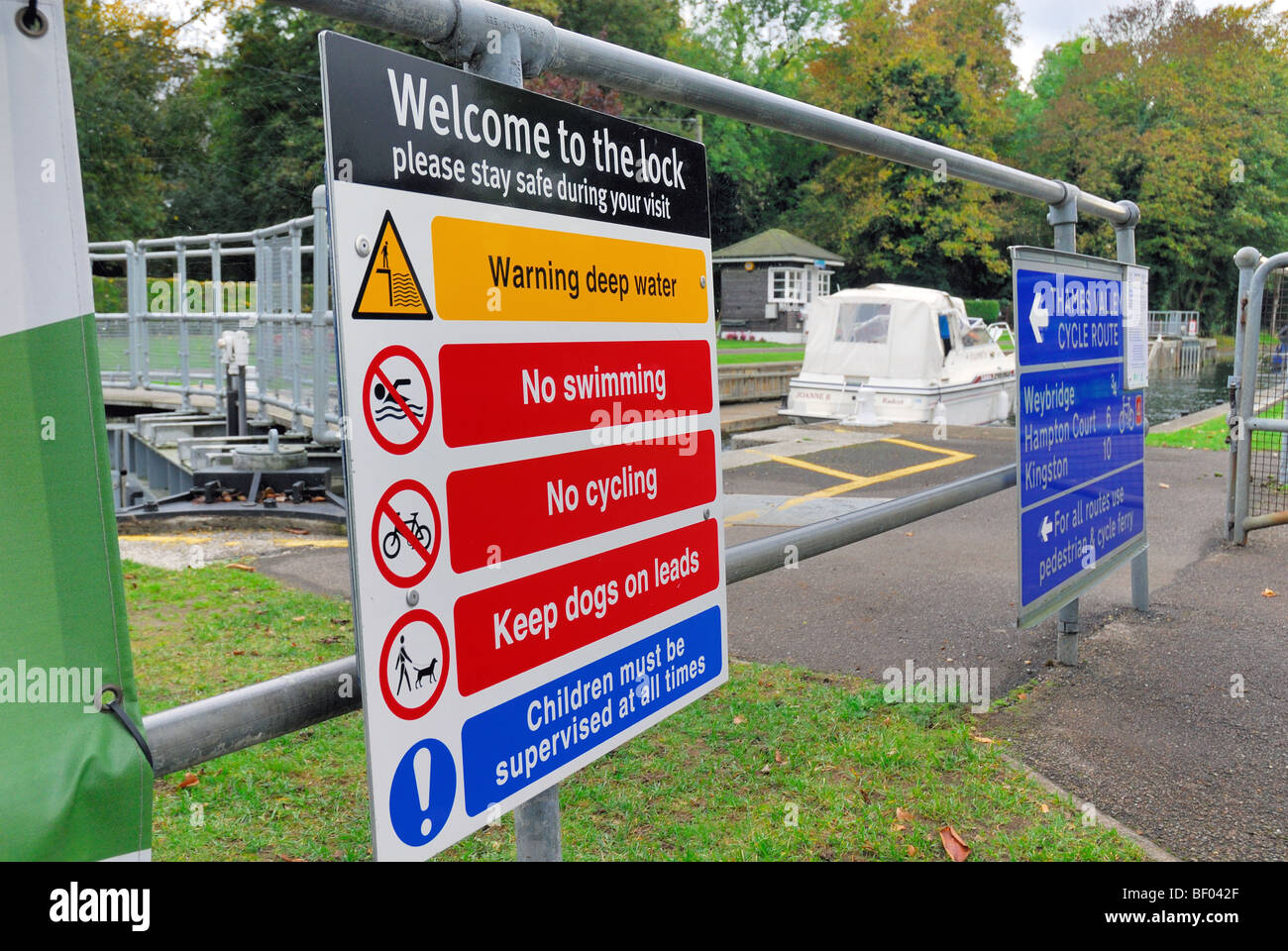 Warning Sign River Lock High Resolution Stock Photography and Images ...