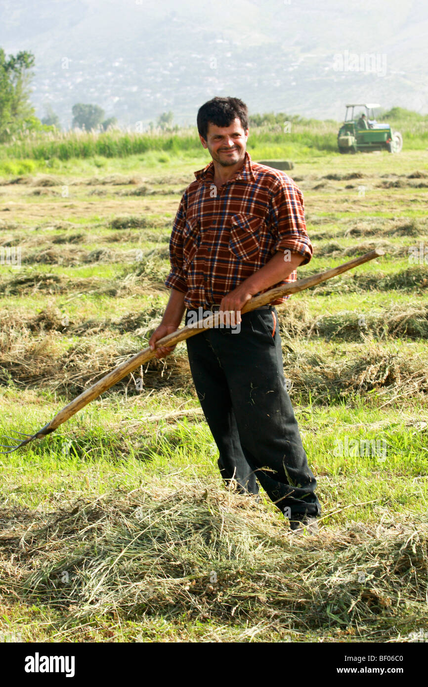 Albania Labova a man toiling his land Stock Photo - Alamy