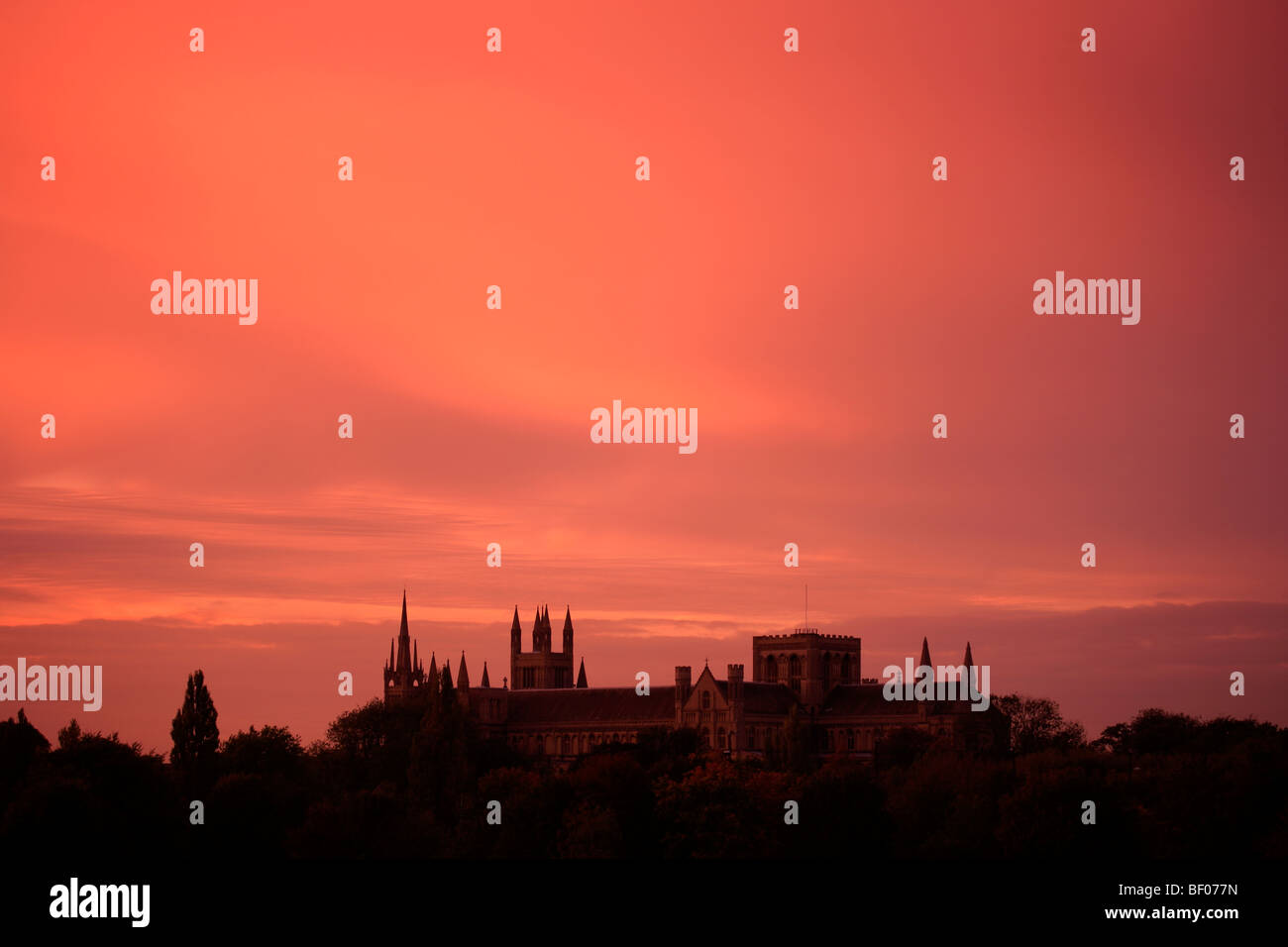Sunset Landscape South Elevation Cloisters Peterborough City Cathedral ...
