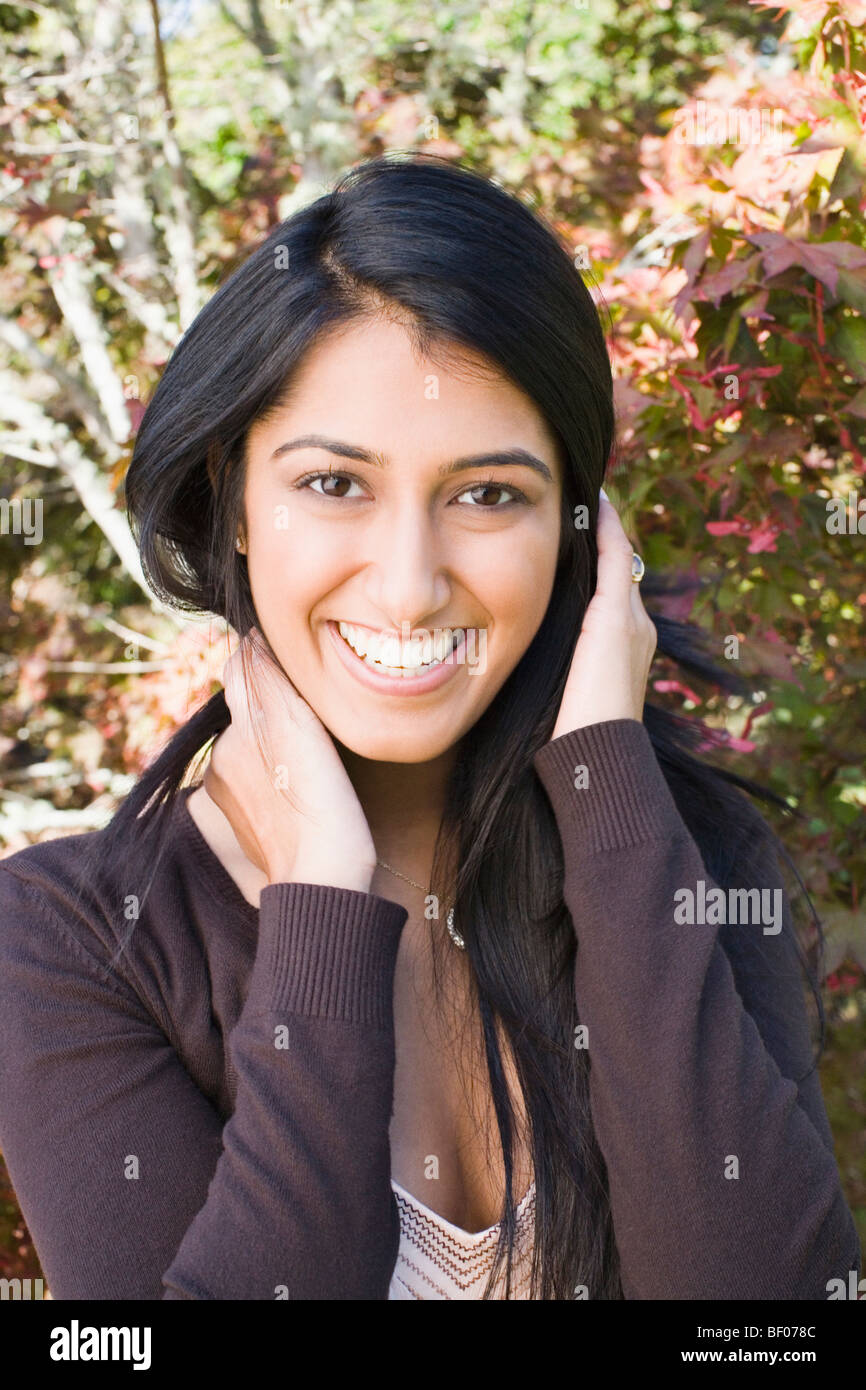 Portrait of a happy woman smiling Stock Photo - Alamy