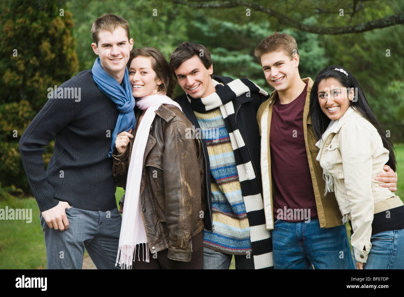 Portrait of five friends smiling Stock Photo - Alamy