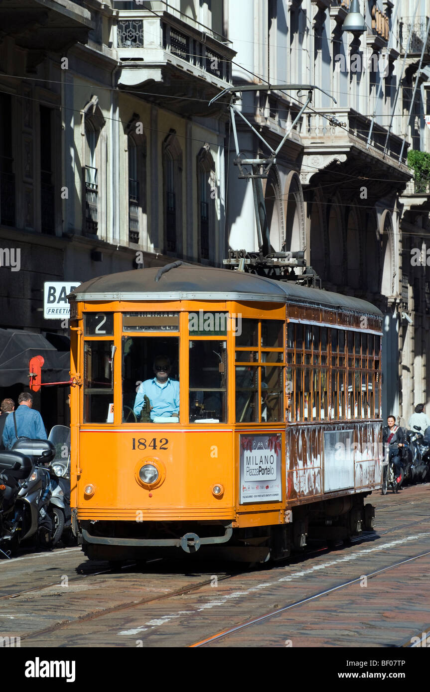 Historic tram, Milan, Italy Stock Photo - Alamy