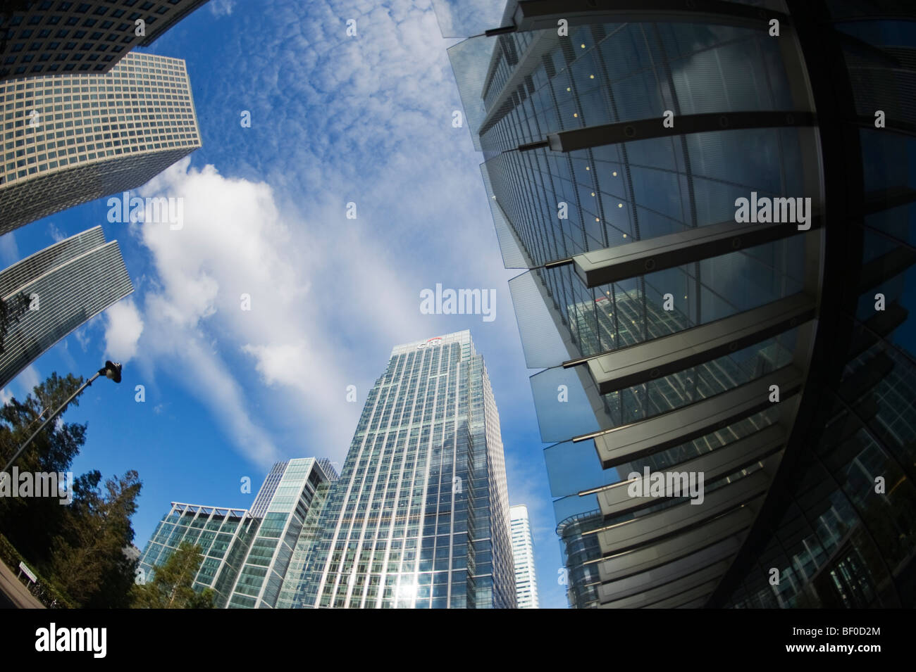 High rise office buildings of the financial sector at Canary Wharf ...