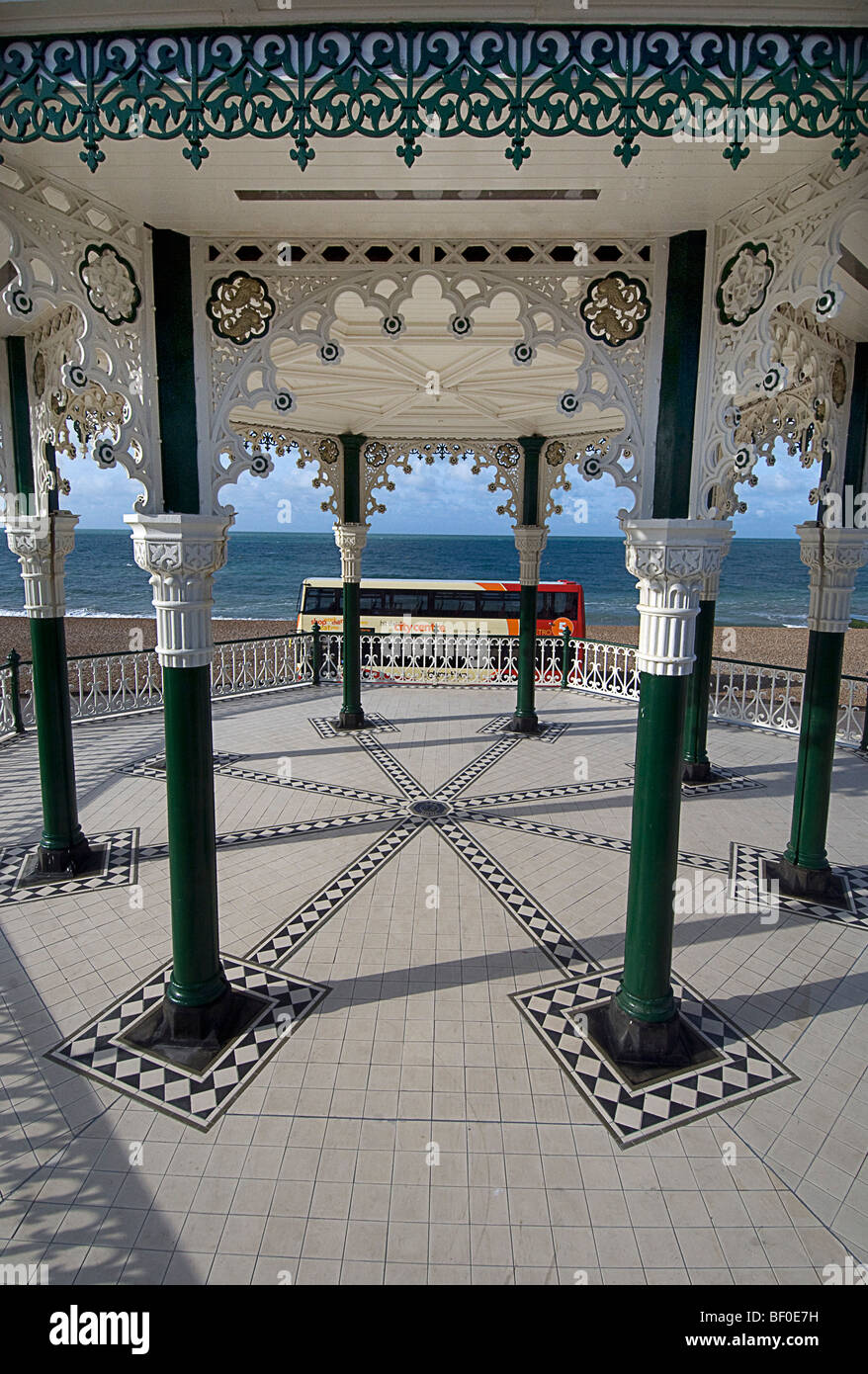 The restored Brighton bandstand on the seafront with a Brighton and ...