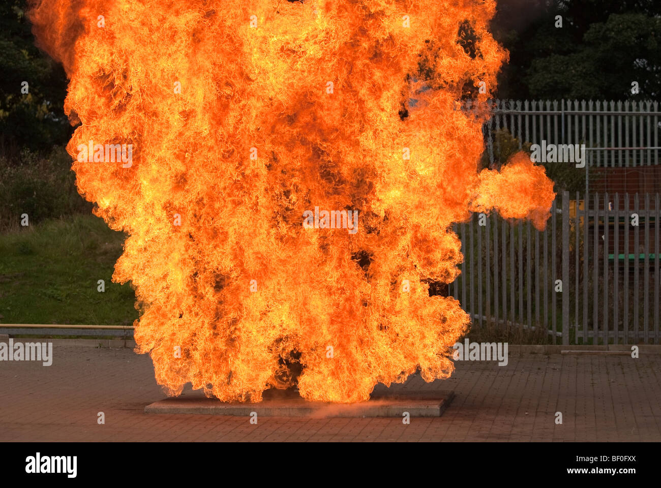 Wall of flames from LPG Propane fire Stock Photo - Alamy