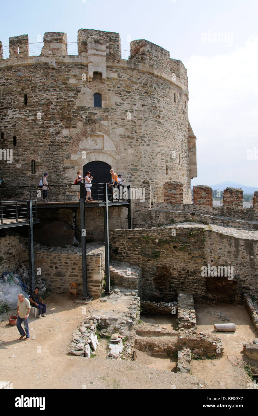 Thessaloniki upper city historic Byzantine Trigonio Tower tourists ...