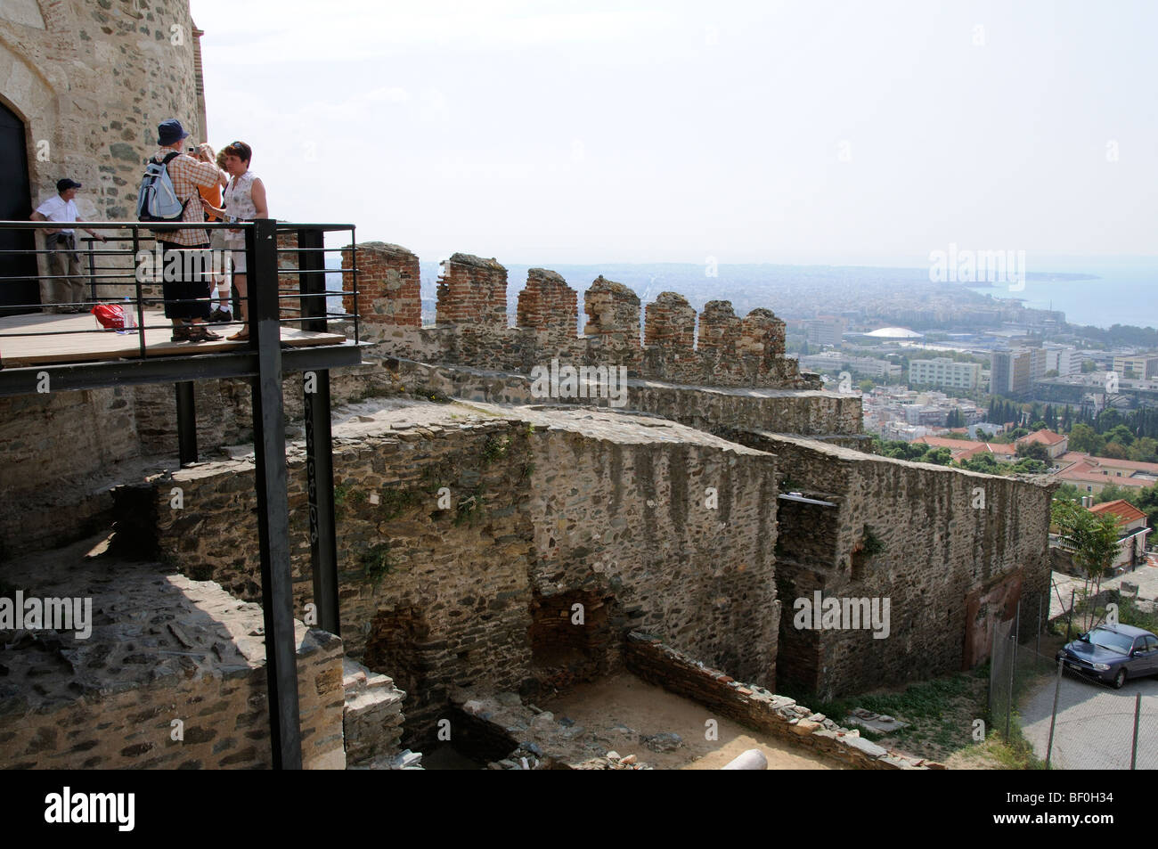 Thessaloniki upper city historic Byzantine fortification walls and the ...