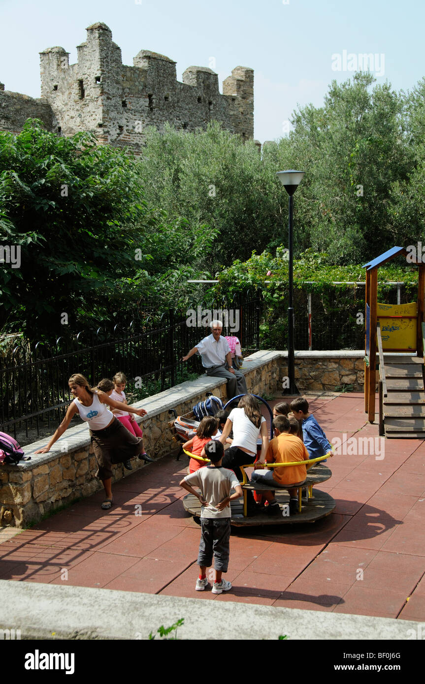 Children's playground within the Old City walls Thessaloniki northern ...