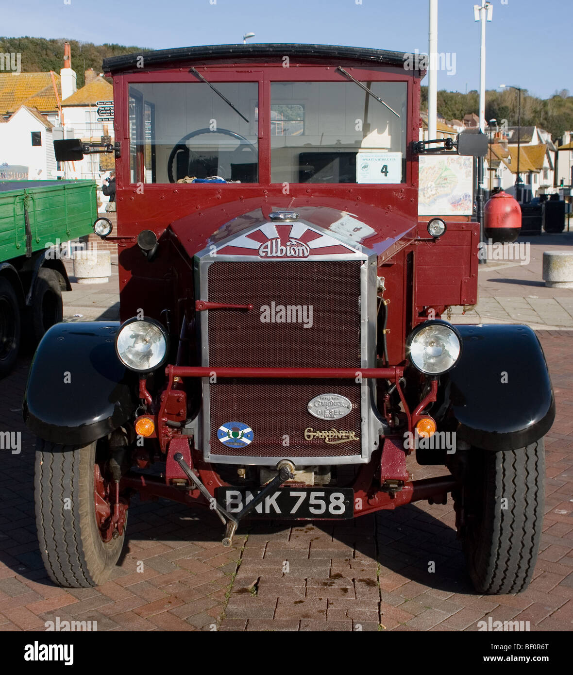 Radiator Grill on Albion Lorry showing Gardner Diesel plate Stock Photo ...