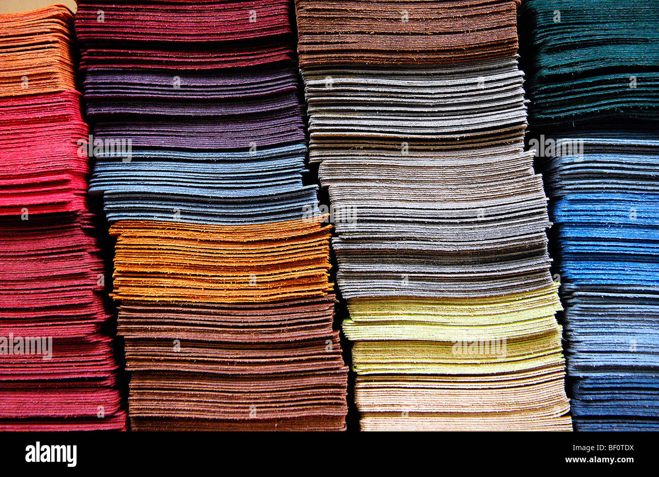 Color samples of leather at the Andrew Muirhead Leather company which ...