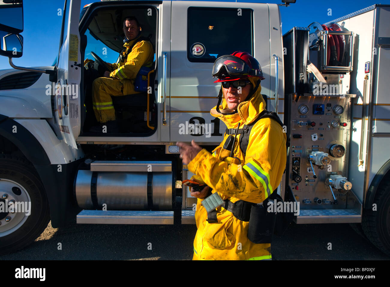 Santa with firefighters hi-res stock photography and images - Alamy