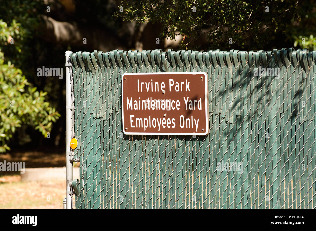 Irvine Park Maintenance Yard, Employees Only sign Stock Photo - Alamy