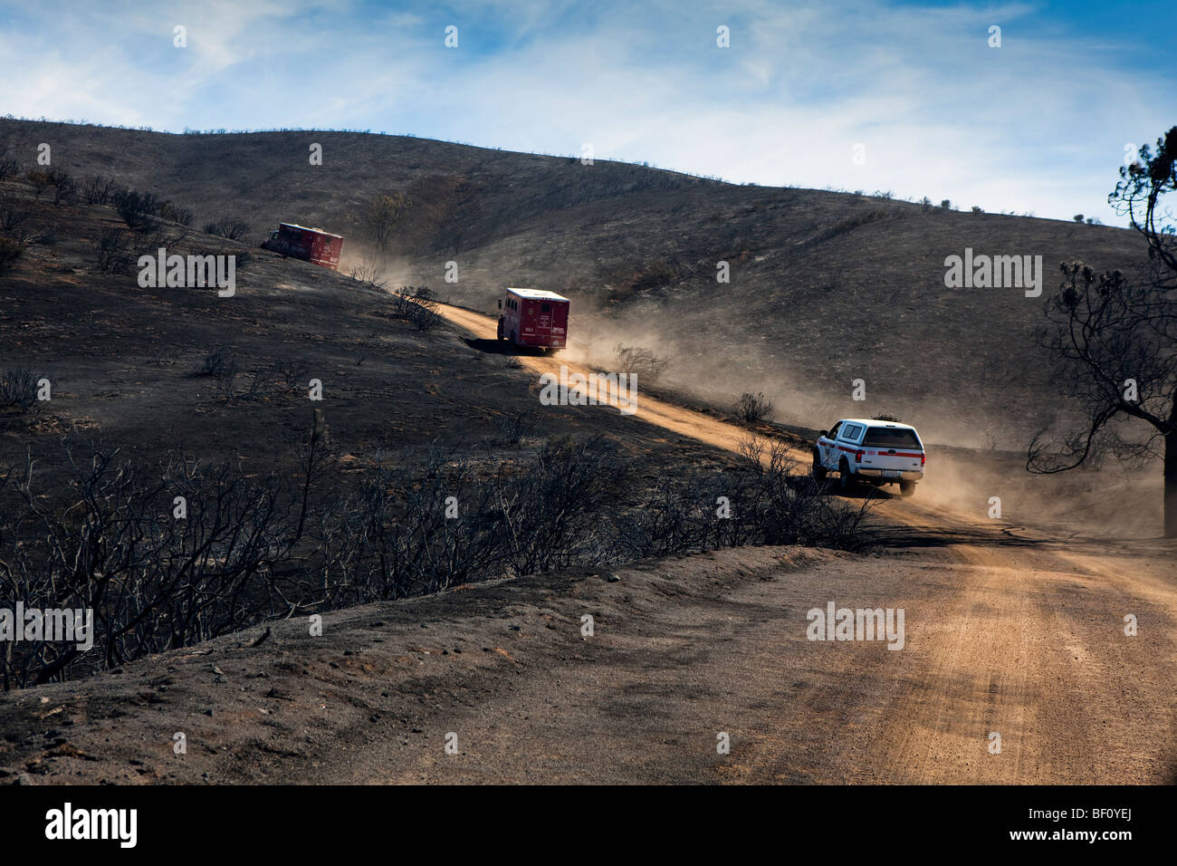 Fire engines at California Gloria wildfire in Monterey & San Benito ...