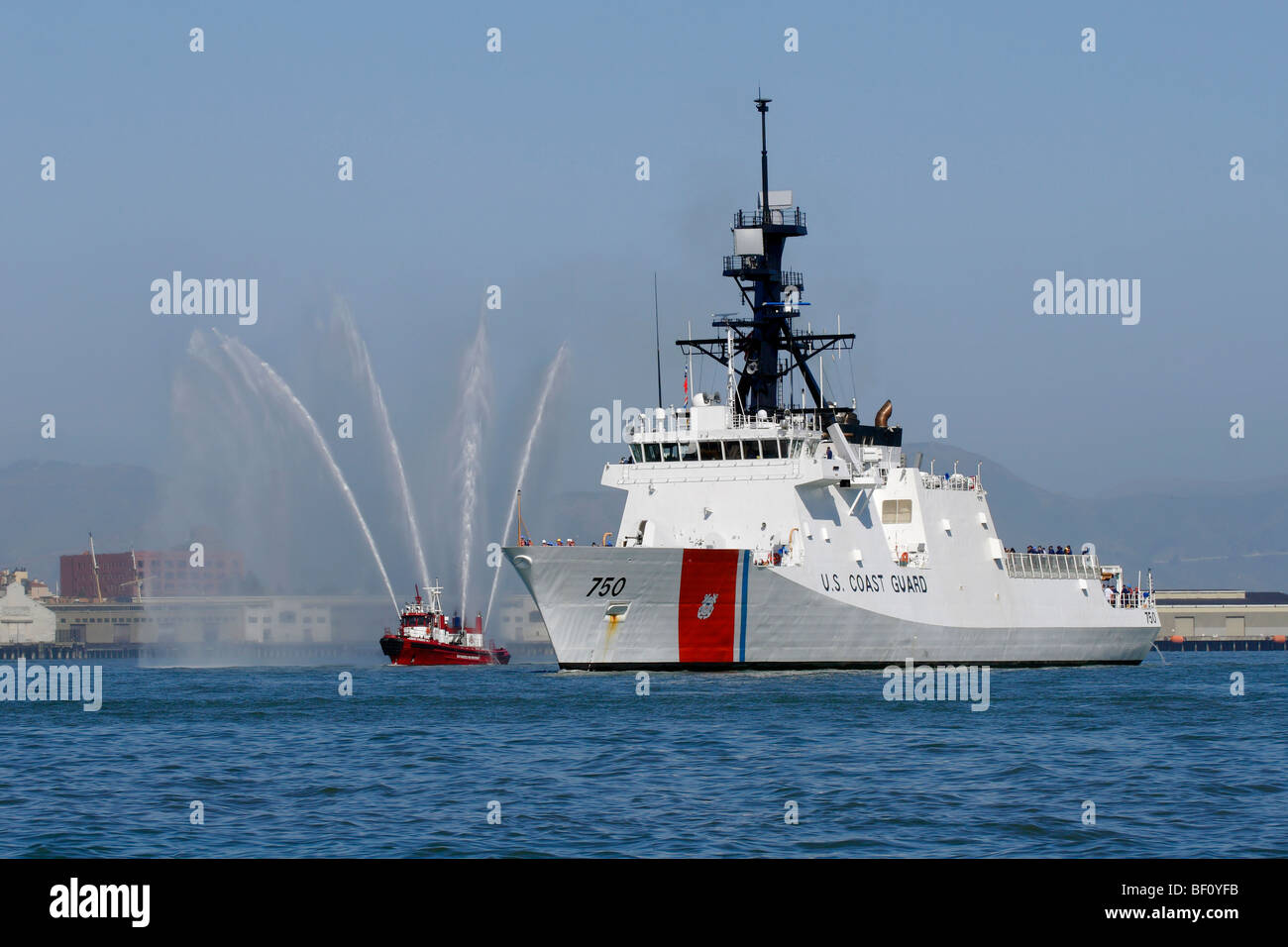 United States Coast Guard Cutter Bertholf is escorted through San ...