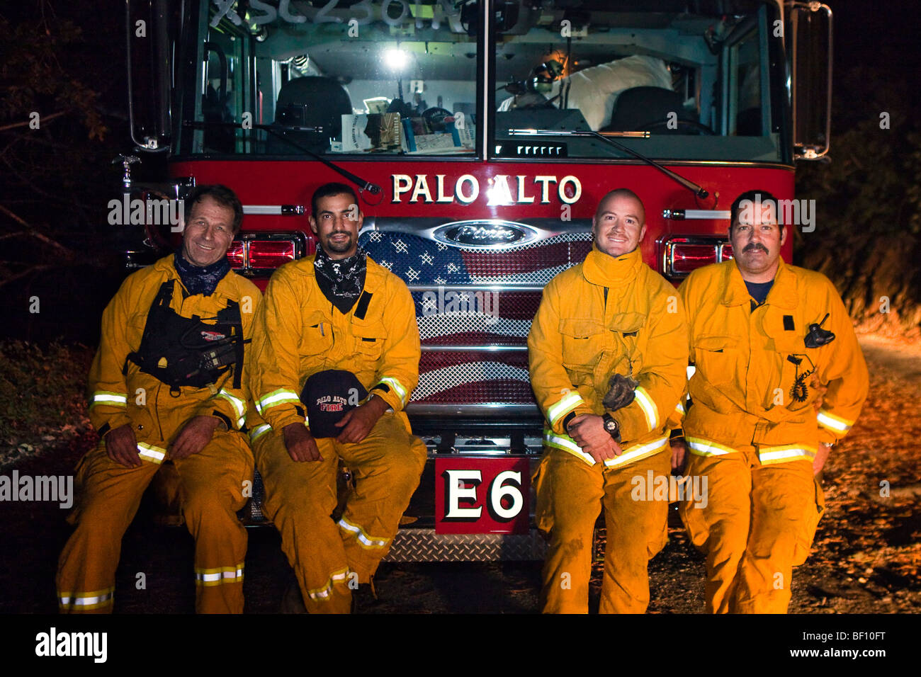 Wildland firefighters at California Loma wildfire in the Santa Cruz ...