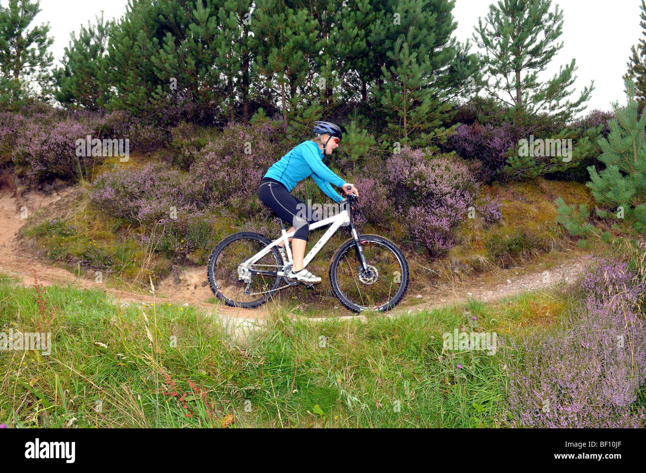 Friends cycling on a purpose built cross country mountain bike course ...
