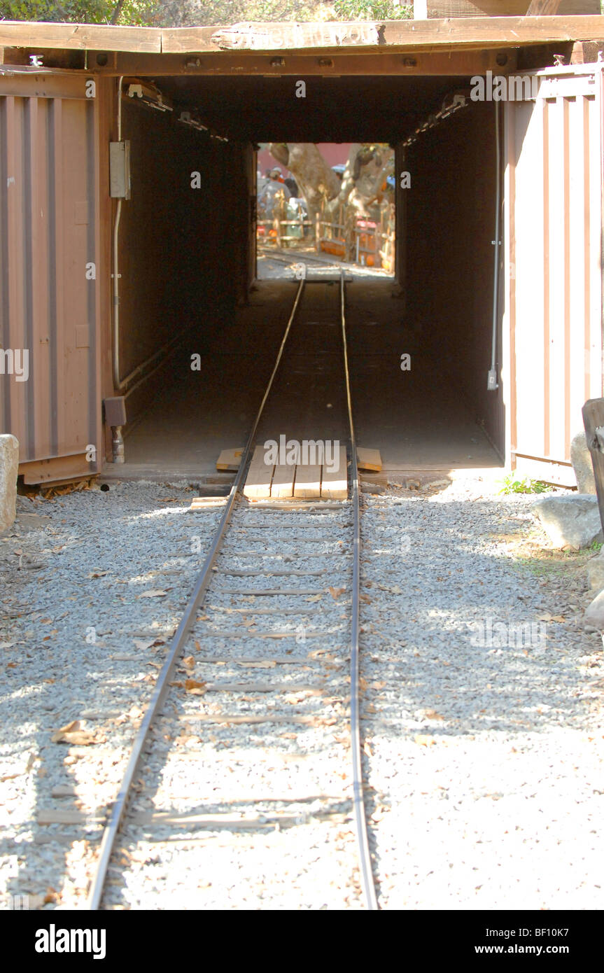 Tunnel and storage area for small railroad train at Irvine Park made ...