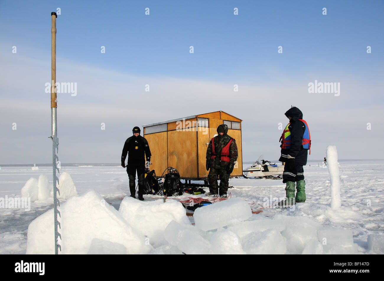 ice camp, icecamp for icediving, White Sea, Russia Stock Photo - Alamy
