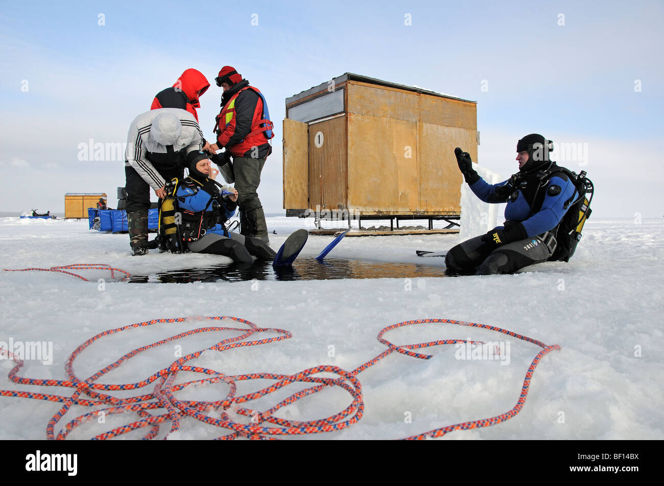 ice camp, icecamp for icediving, White Sea, Russia Stock Photo - Alamy