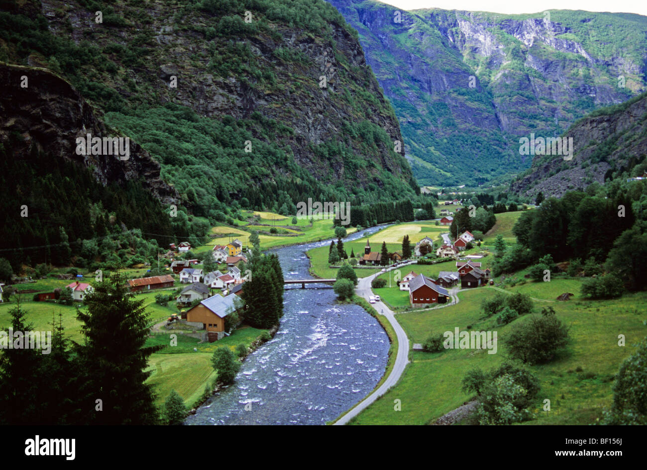 Scenery on the Flam Line Railway shortly after leaving Flam Stock Photo ...